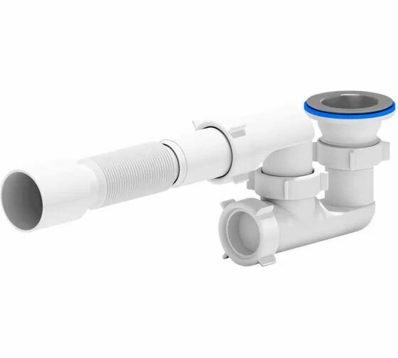 Сифон для душевого поддона 1"1/2 х 40/50 плоский с гибкой трубой 40х50 АНИ пласт, Е215