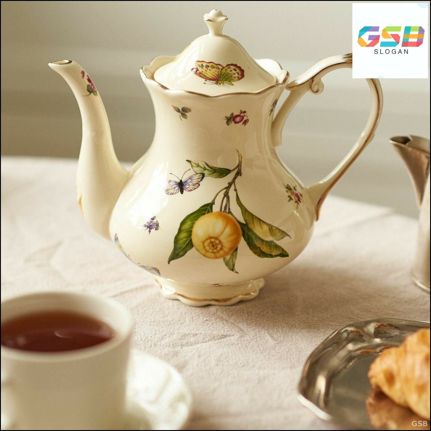 Чайник заварочный, керамика, с фильтром, крышка, цветочный узор