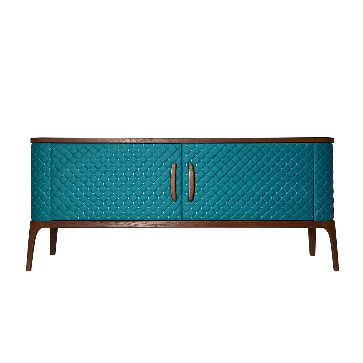 Модная тумба для ТВ VALENTINA. Массив дуба, стеганая экокожа.