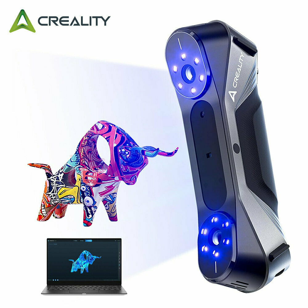 3D-сканер Creality CR-Scan Raptor для 3D-печати. Ручной сканер с точностью 0,02 мм. Синий свет, отслеживание стабилизации. Скорость сканирования до 60 кадров в секунду для объектов размером 5–2000 мм для Windows Mac.
