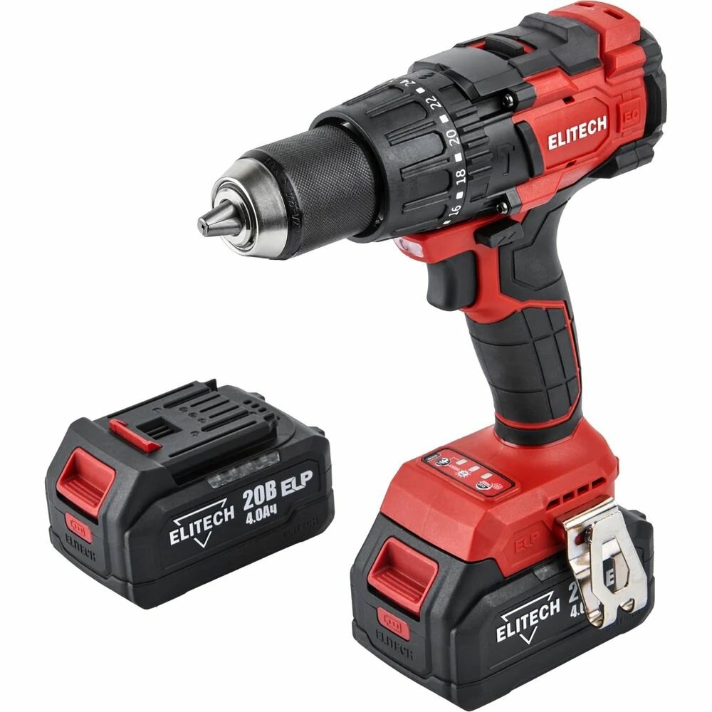 Дрель аккумуляторная ударная Elitech ДА 21УБЛ2 (20В, 2*4Ач, 120Нм) 205683