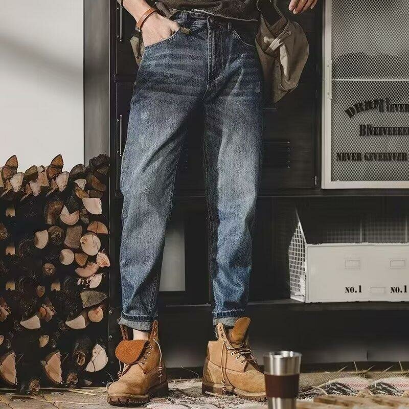 MON Мужские Джинсы Европейские Премиум Эластичные Слим Бизнес Кэжуал Деним, Размер_33