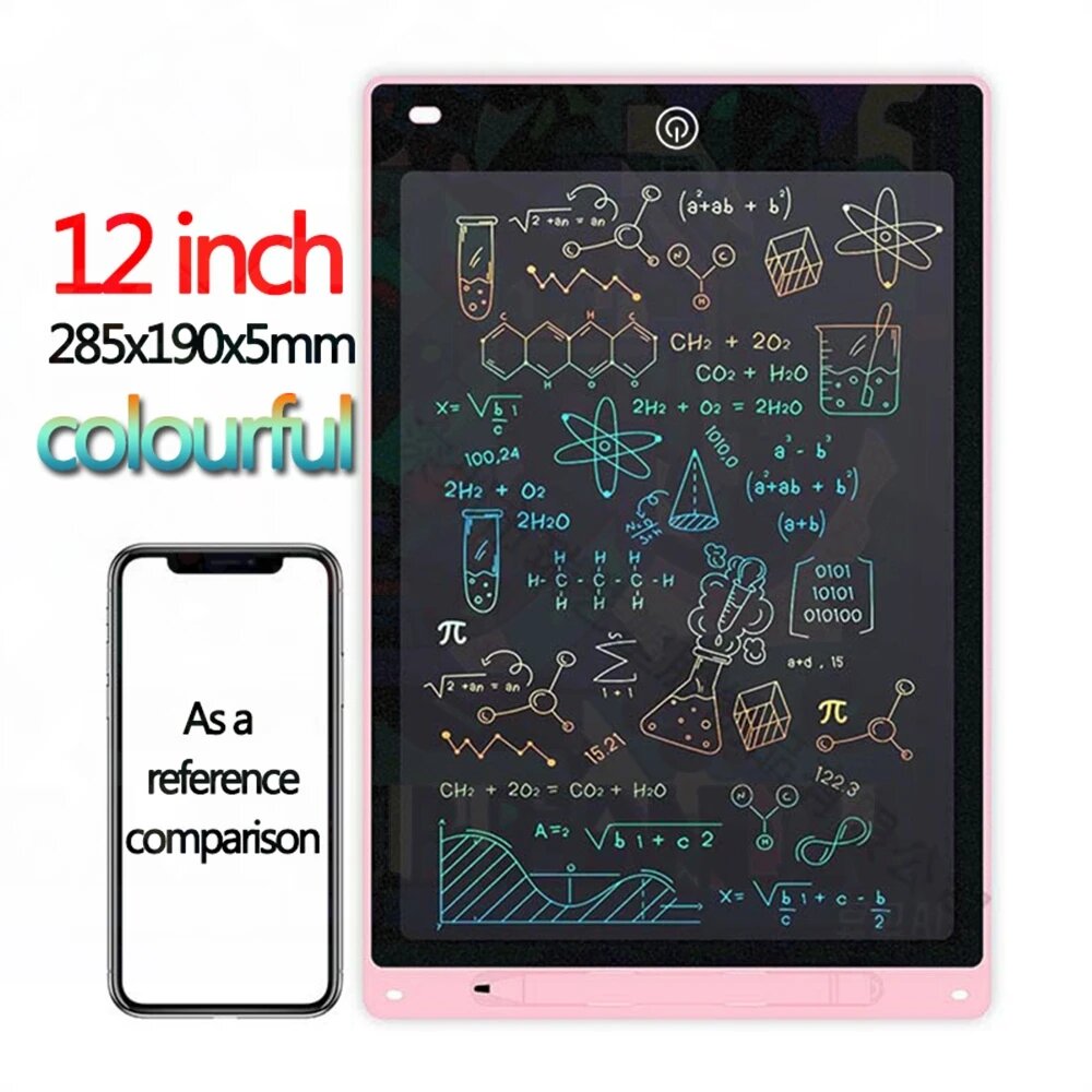 Электронные планшеты для рисования A+ 8/10/12 дюймов Розовый, Light Pink-12-Color
