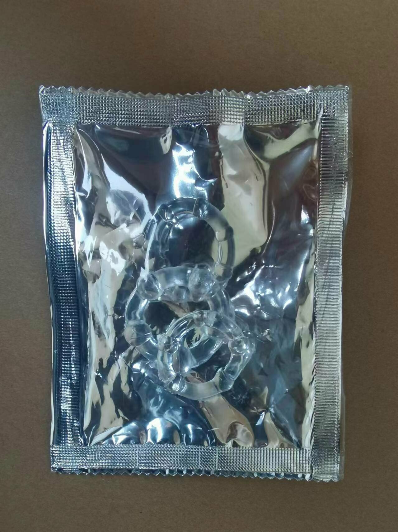 Мужское кольцо с трехцветным кольцом с задержкой Кольцо для полового члена прозрачное (мешок из алюминиевой фольги)