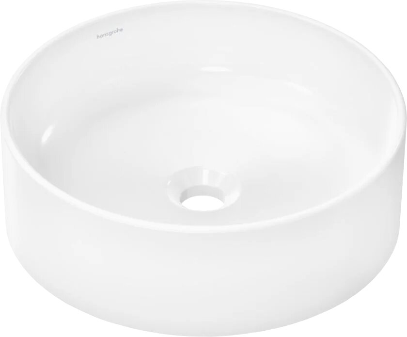 Накладная раковина Hansgrohe Xuniva S 40 накладная, без отверстия под смеситель, фаянсовая, круглая, раковина для ванной, белая, глянцевая