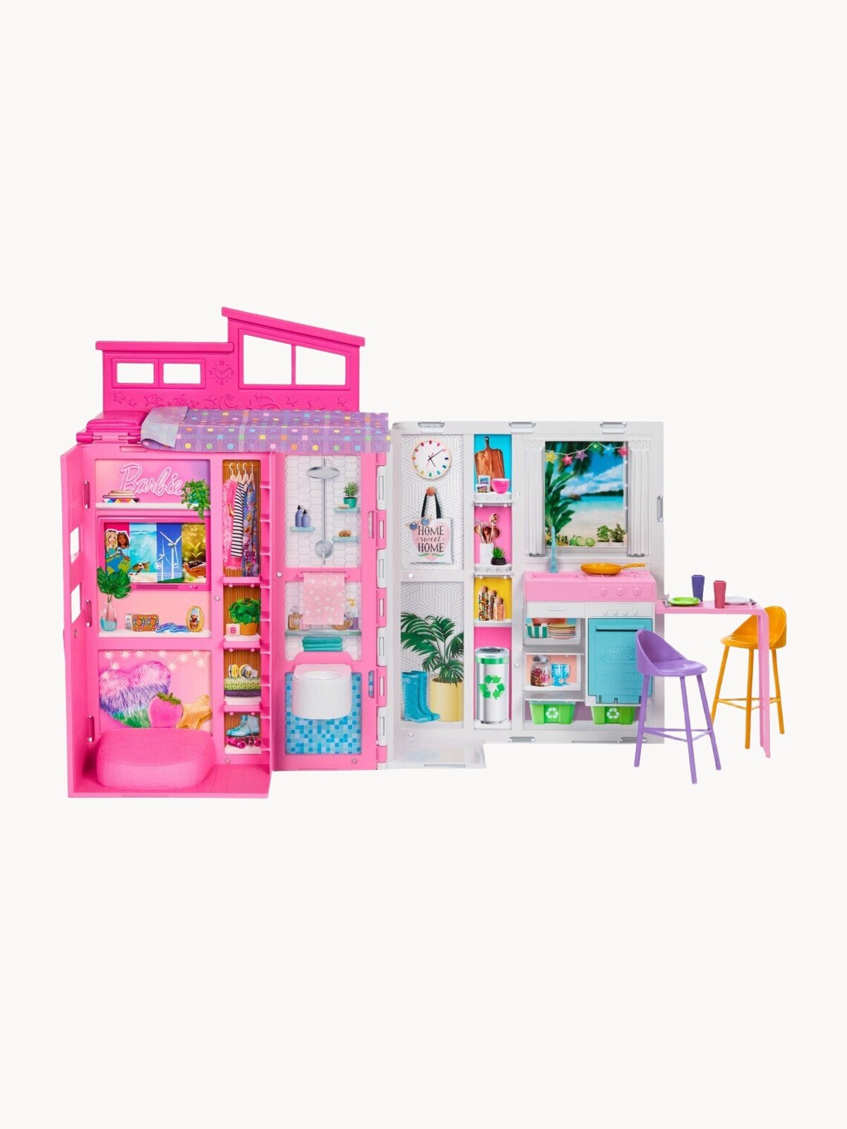 Кукольный домик Mattel Barbie Getaway House Playset HRJ76, розовый/белый
