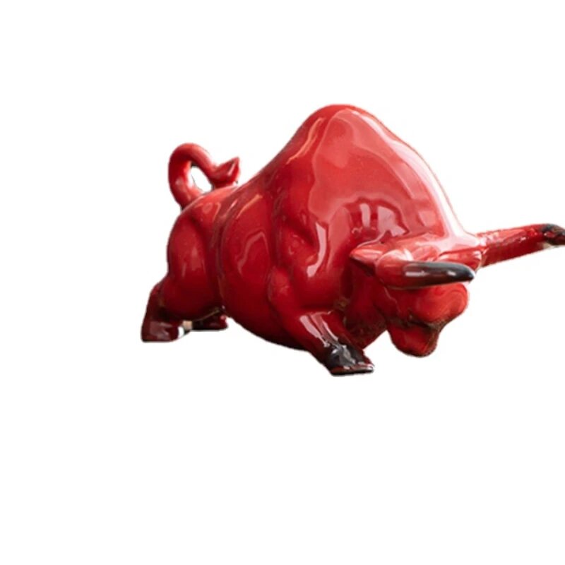 Креативные керамические фигурки крупного рогатого скота, украшения для дома, гостиной, офиса, настольные фигурки животных, Декор