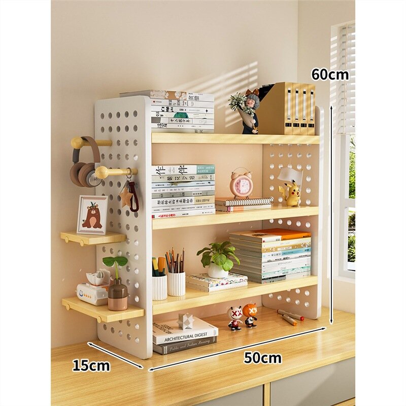 Настольный стеллаж для хранения вещей, книжная полка для хранения досок с отверстиями，50*15*60 cm