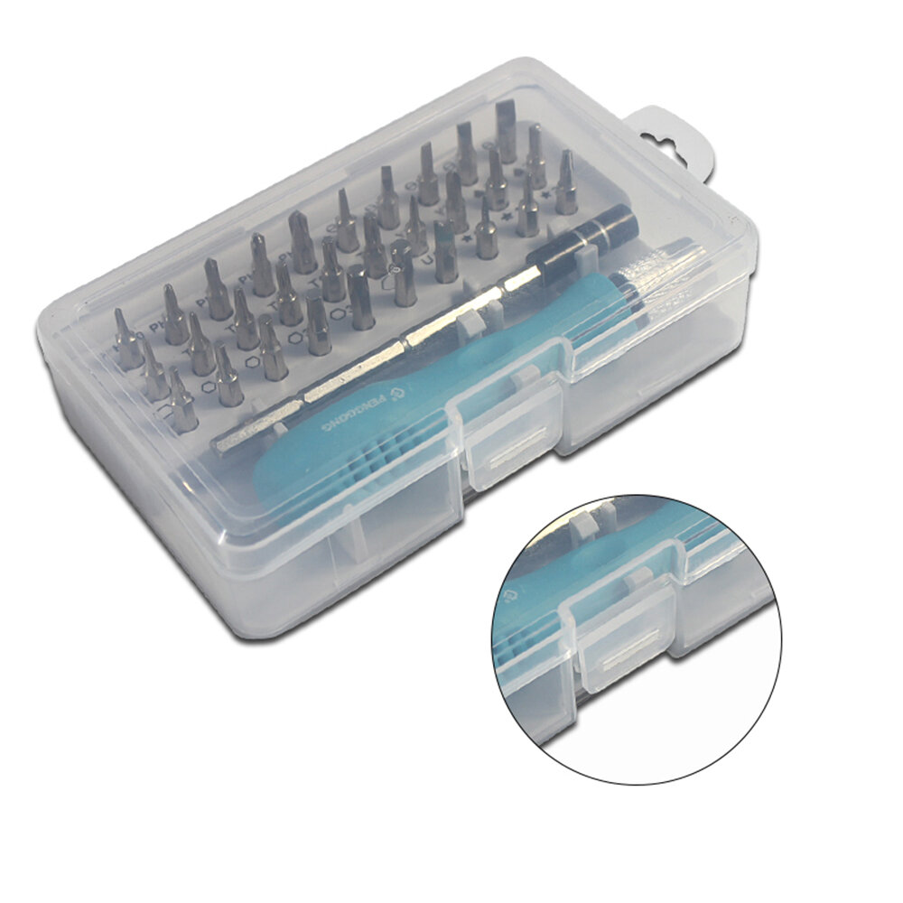 Набор многофункциональных отверток 8210 с битами Phillips, шестигранными, Y-образными для ремонта компьютера, часов, камеры, бытового использования, 32 части (30 битов, ручка, удлиненный стержень, пластическая коробка), материал ручки PP, вес 166г,