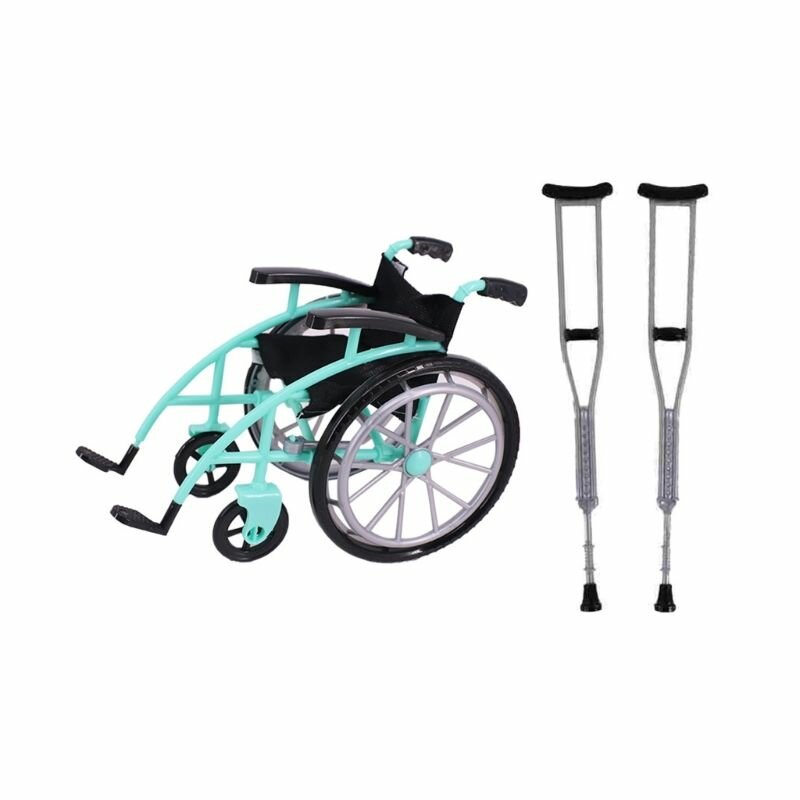 Набор из 3 предметов, имитирующий игрушечный домик, складные костыли для инвалидной коляски реабилитации-зеленый