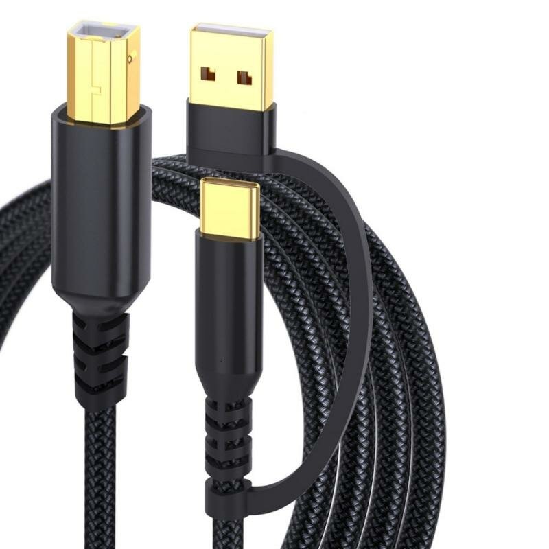 Кабель USB Type C - USB B для принтера, Черный - 5m