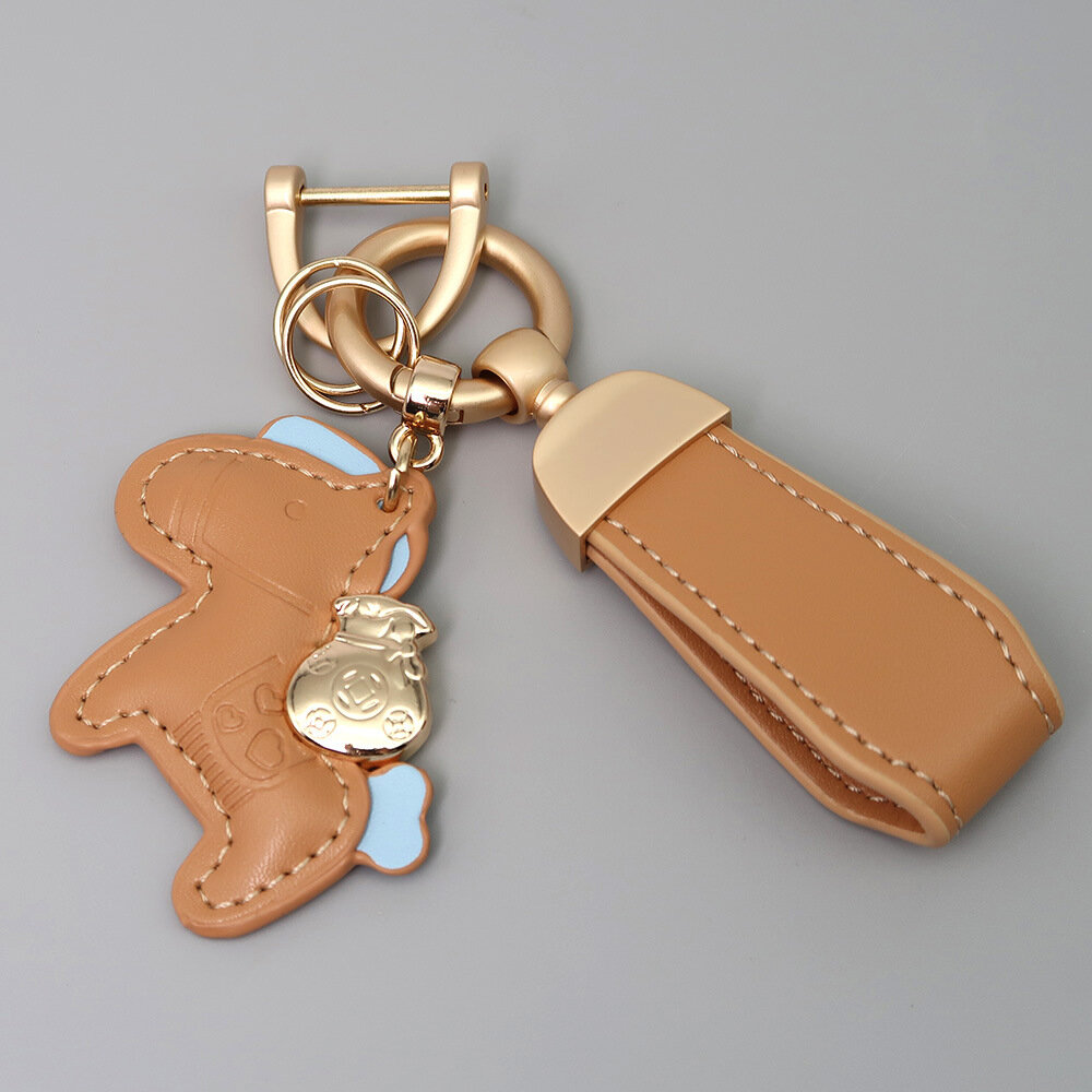 Быстро обогатите себя, брелок для ключей с узором маленькой овечки, кожаный брелок с маленькой лошадкой, интернет-знаменитость, парный брелок с жемчугом и золотом