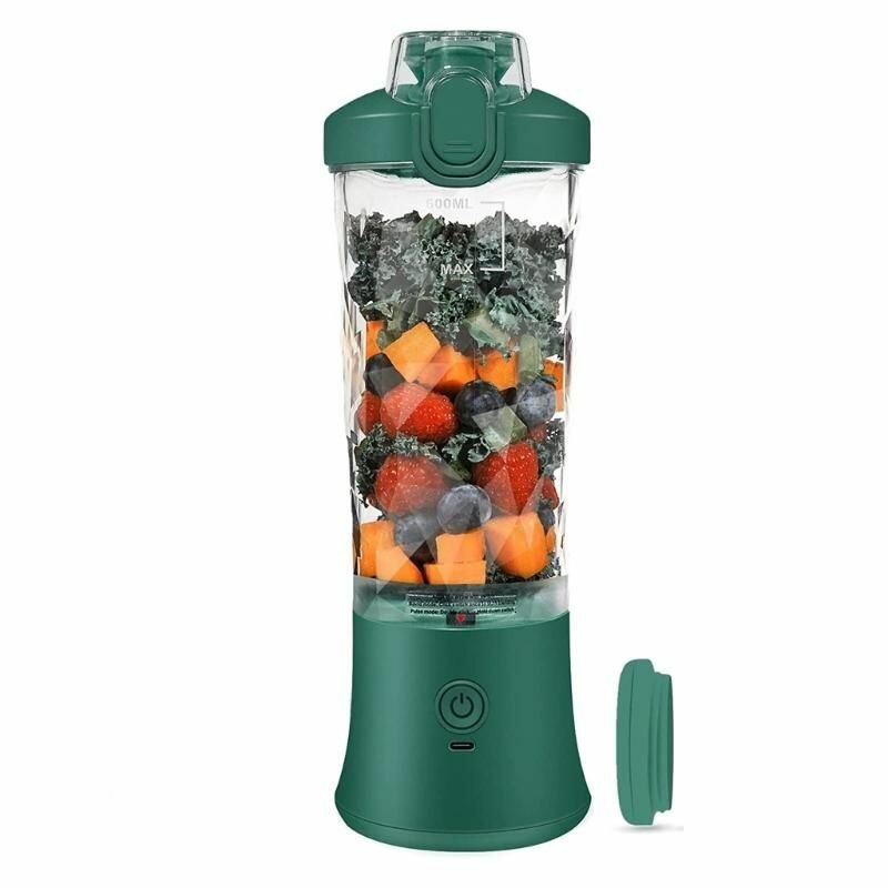 600 мл портативного блендера 6 лезвий USB Перезаряжаемая фруктовая соковыжималка Небольшой миксер, Зеленый