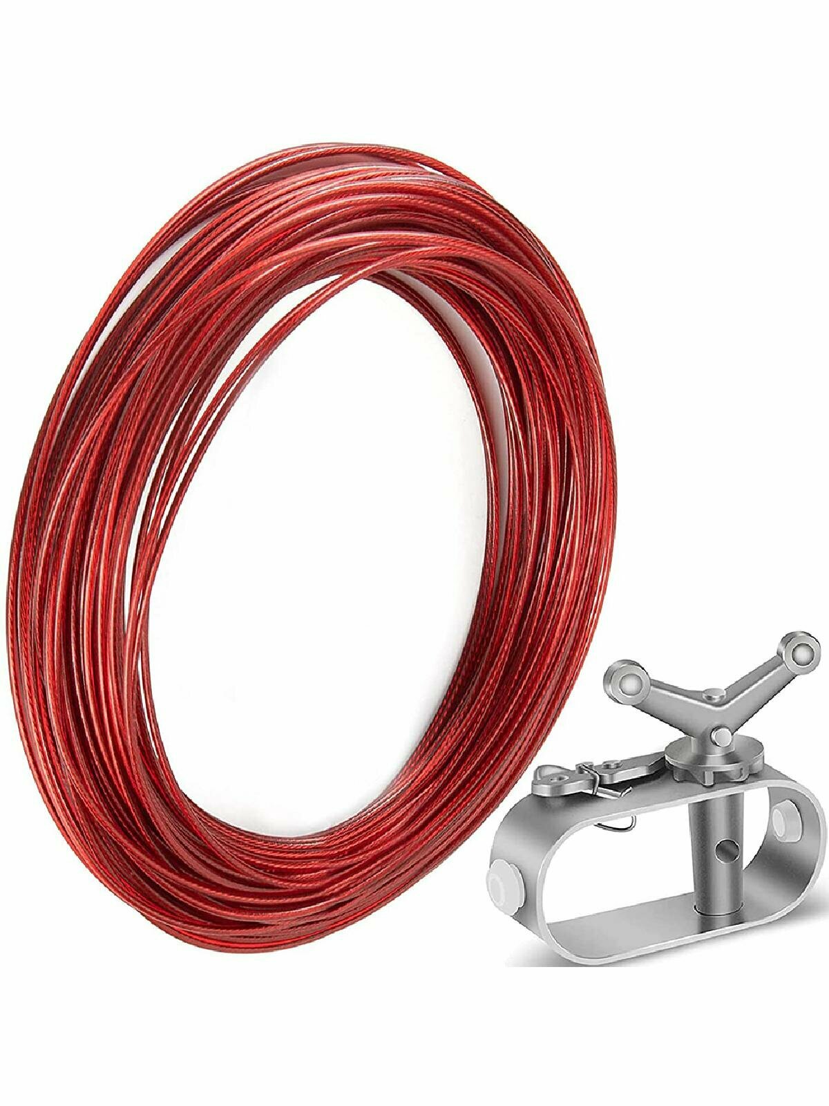 Комплект для натяжения стальных тросов и лебедки для покрытия зимнего бассейна 100-футовый стальной трос с пластиковым покрытием и алюминиевый пружинный натяжитель