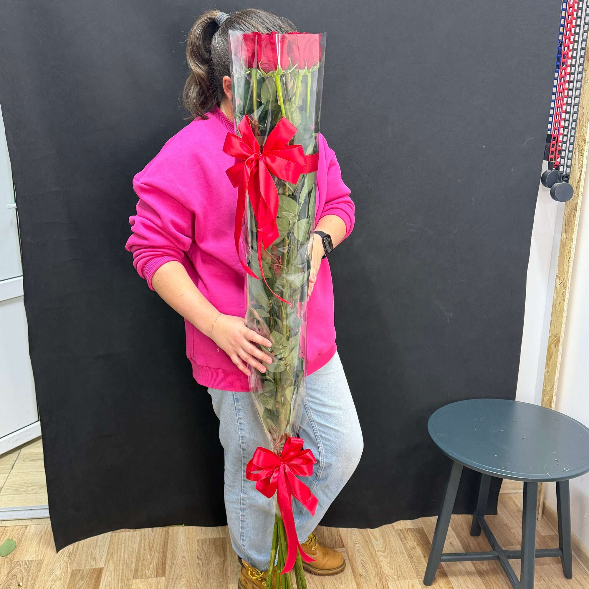 9 роз 160 см / Букет из 9 высоких роз 160 см / Длинные розы 160 см