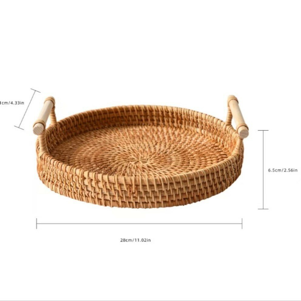 Поднос с ротанговой ручкой, поднос для закусок, поднос для фруктов к чаю, чайный сервиз, поднос для закусок для отелей и гостевых домов.