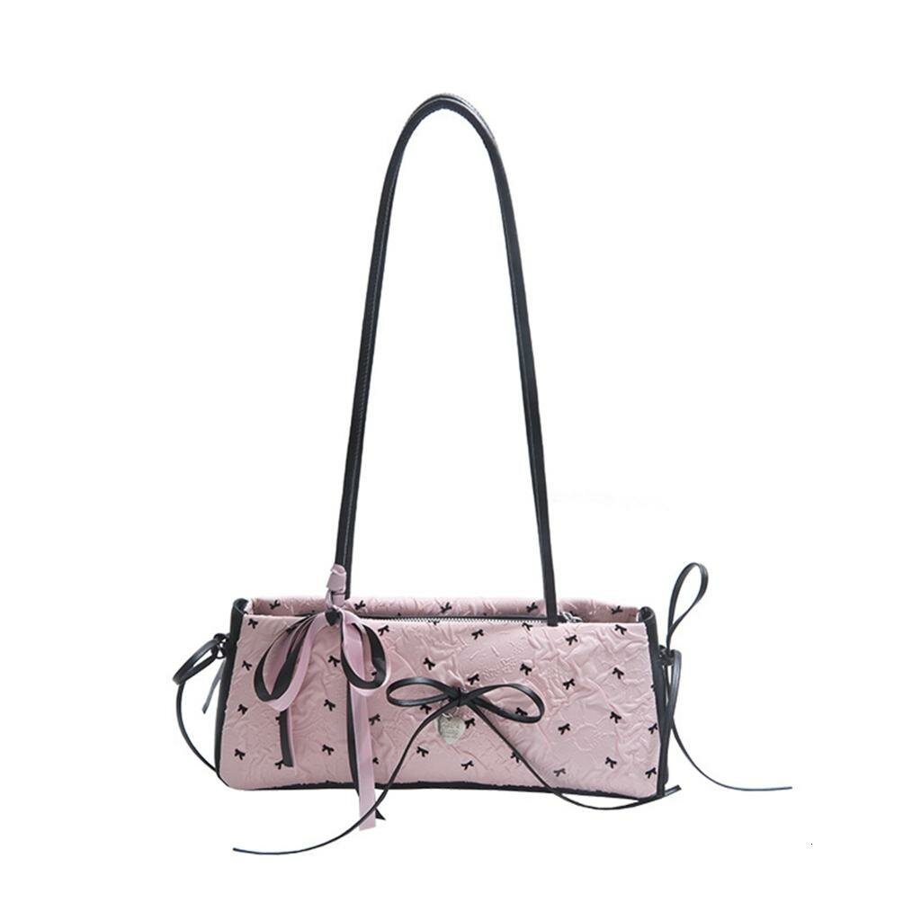 Модная универсальная сумка-бабочка с принтом из ленты-бабочки, переносная сумка для подмышек на одно плечо-розовый черный розовый шелковый шарф