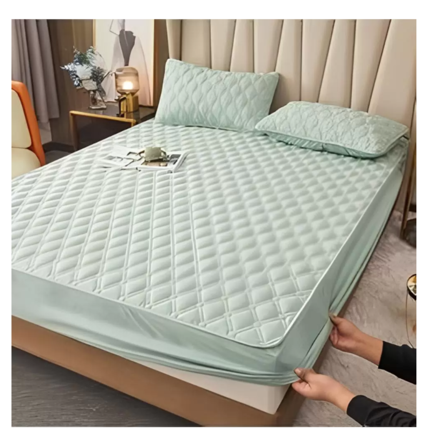 Наматрасник 180x200 стеганый с бортом мятный Mency (защитный чехол на матрас, топпер)