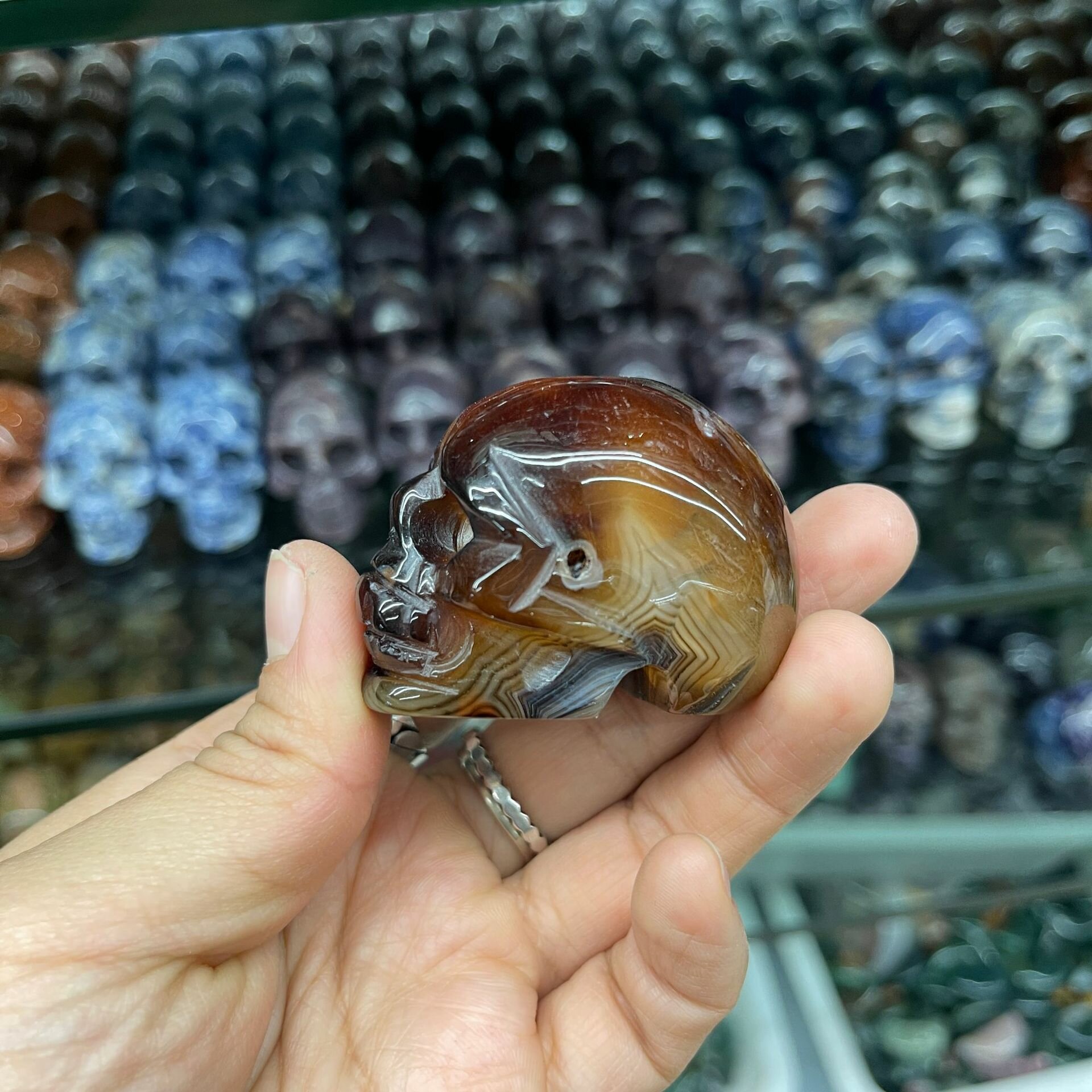 2inch Нефритовый Резной Череп Натуральный Необработанный Камень Полированный Призрачный Голова Хэллоуинское Украшение Кристальный Череп Орнамент