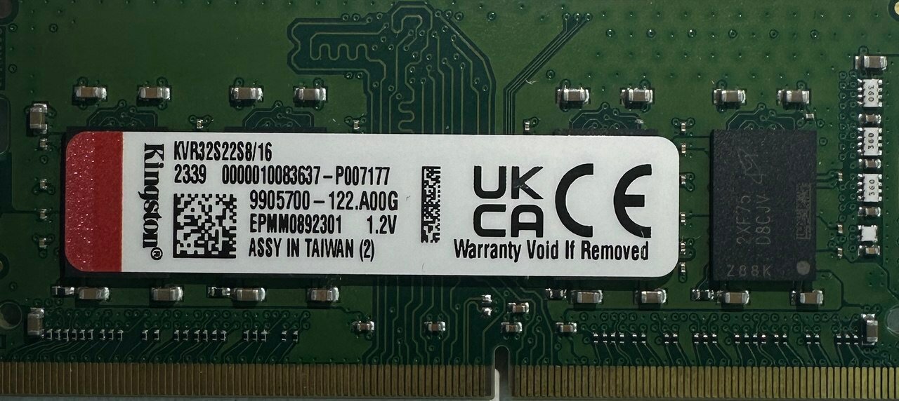 Оперативная память Kingston 16GB DDR4 3200Mhz (KVR32S22S8/16) 1x16GB