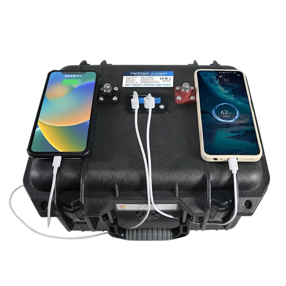 Аккумулятор в чемодане LiFePO4 12В 150Ач 1280Вт, VariCore для автодома и солнечных панелей, с BMS защитой