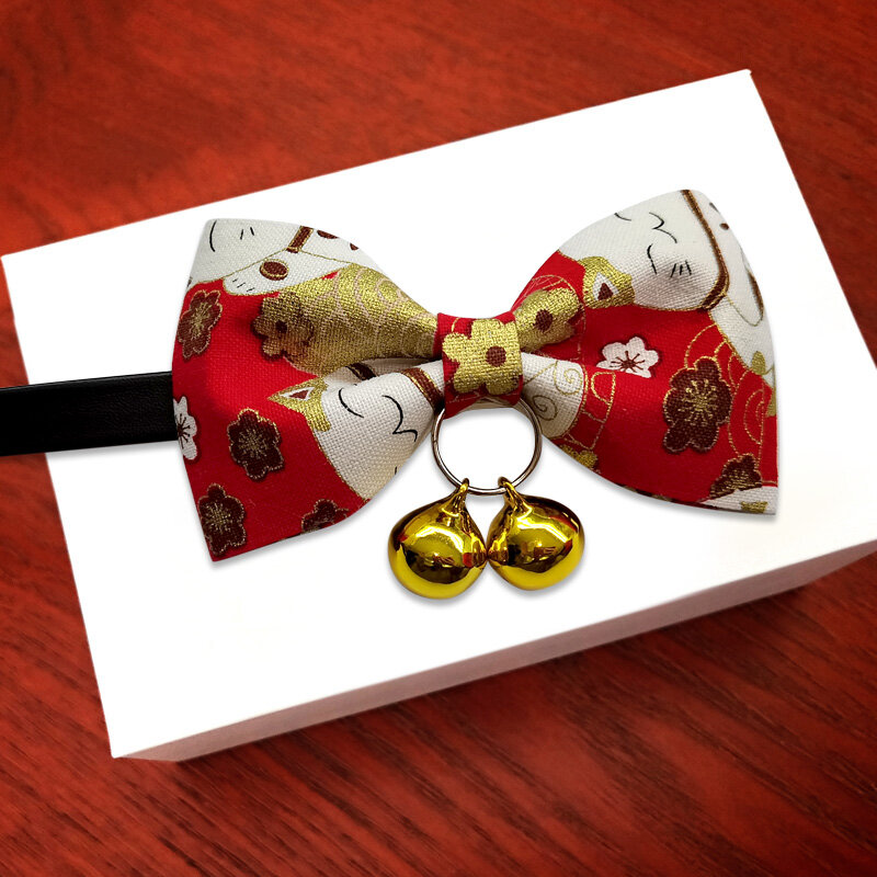 Кошачий галстук-бабочка, ручная работа, ошейник, брелок, идентификационная бирка, японский стиль, ретро-бабочка, аксессуары для домашних животных, котят, средних и крупных собак