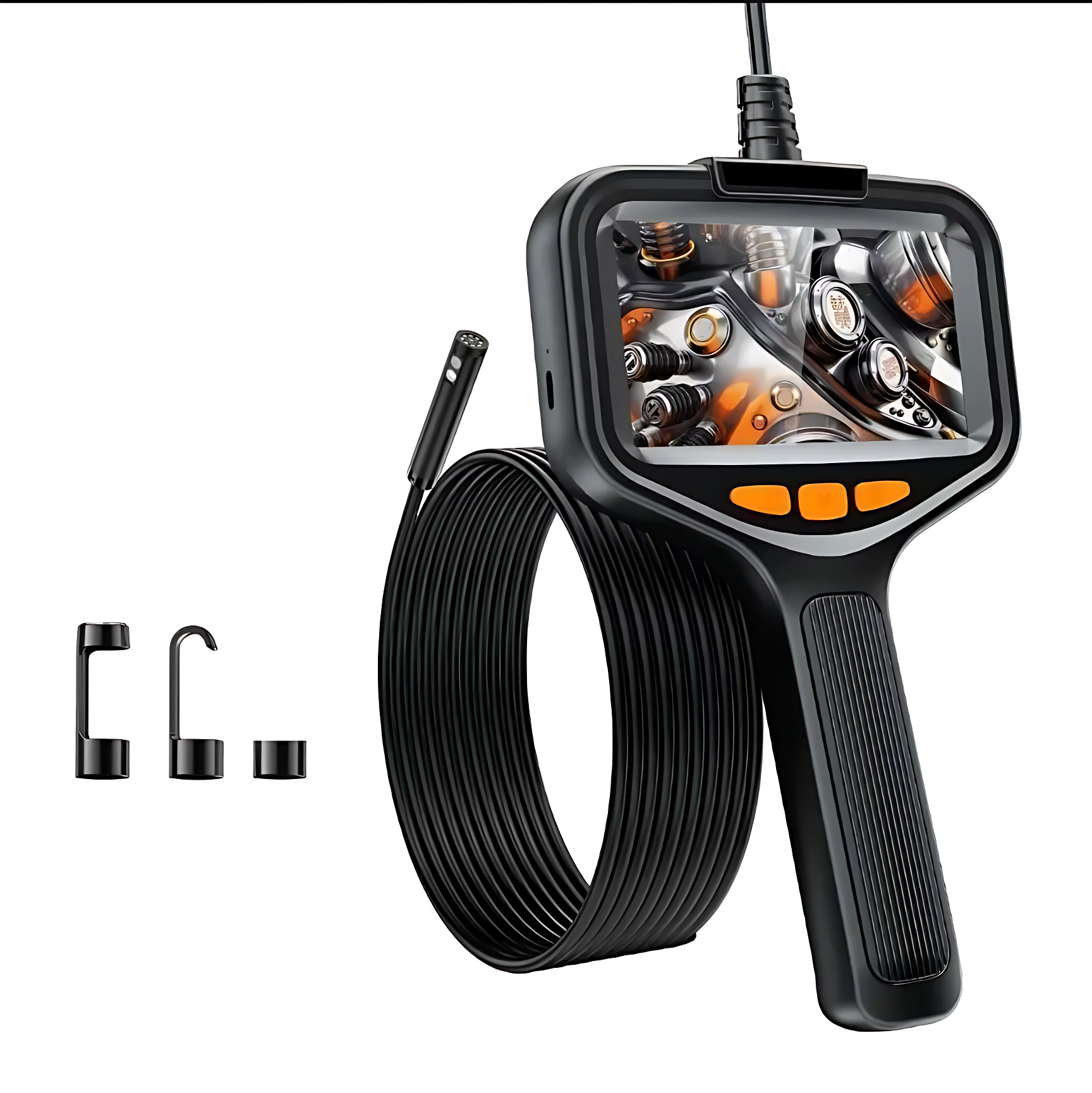 Эндоскоп с экраном 30м с боковой и фронтальной камерами для инспекции трубопровода и вентиляции
