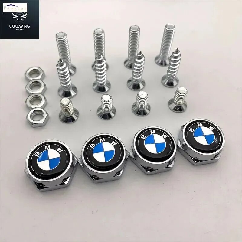 Комплект болтов крепления номерного знака с логотипом BMW. 4 шт.