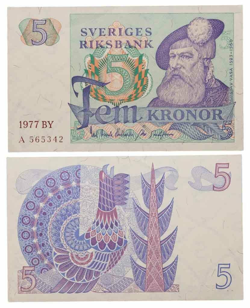 Швеция 5 крон 1977 года Pick 51c