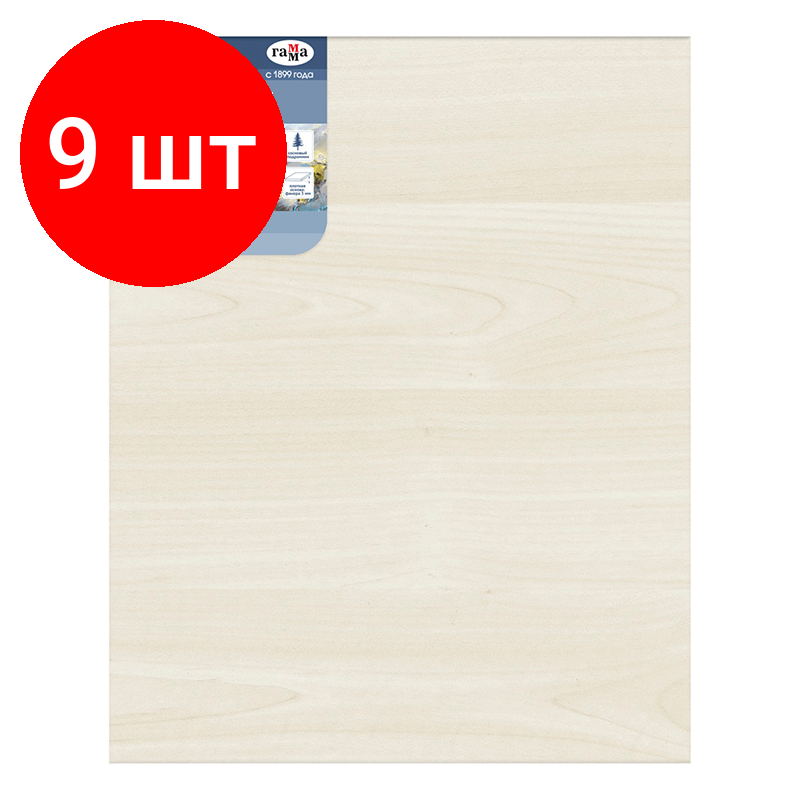 Комплект 9 шт, Планшет фанера 40*50см Гамма "Студия", негрунтованный