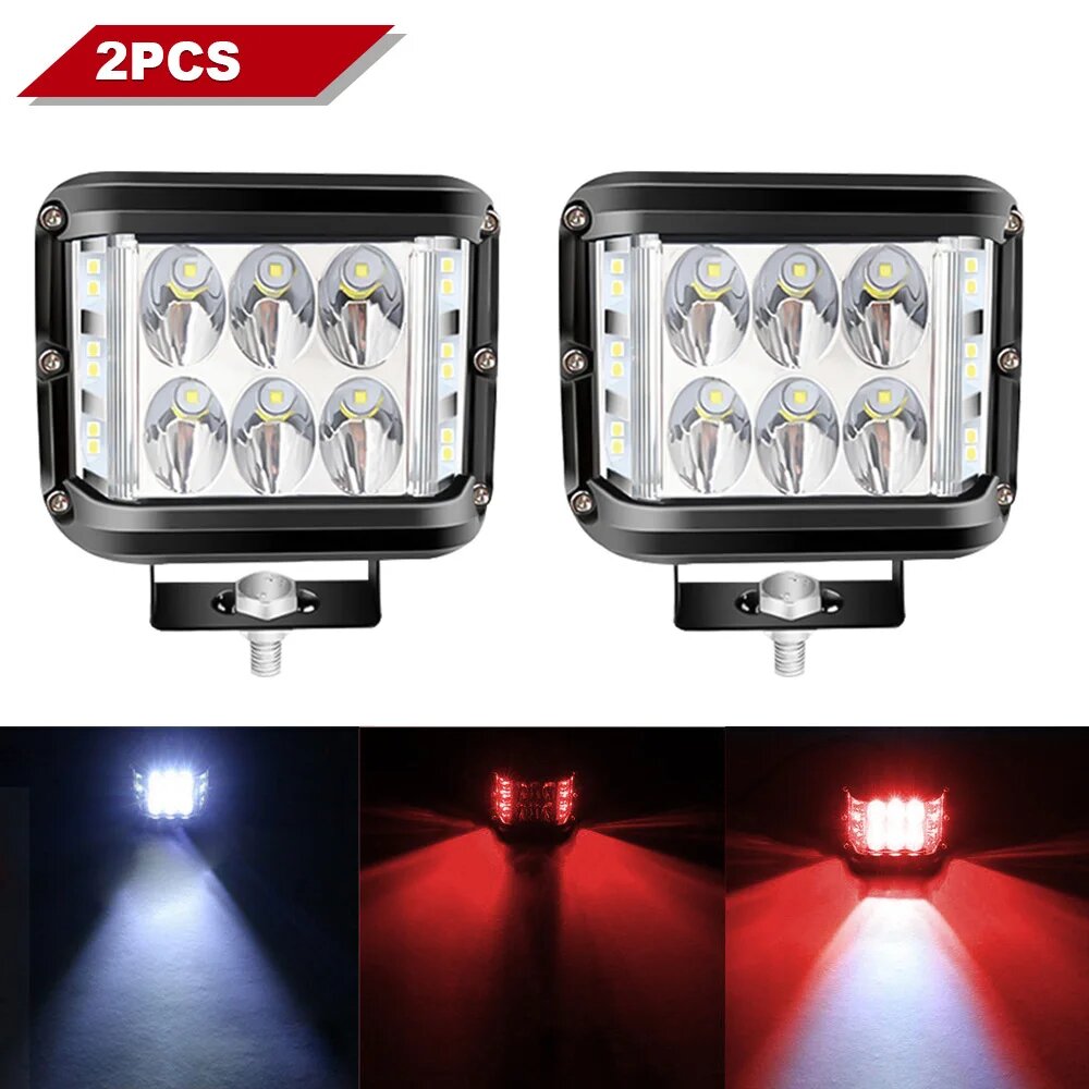 2шт LED Фонарь для внедорожника, 60 Вт, 12/24 В, White Red