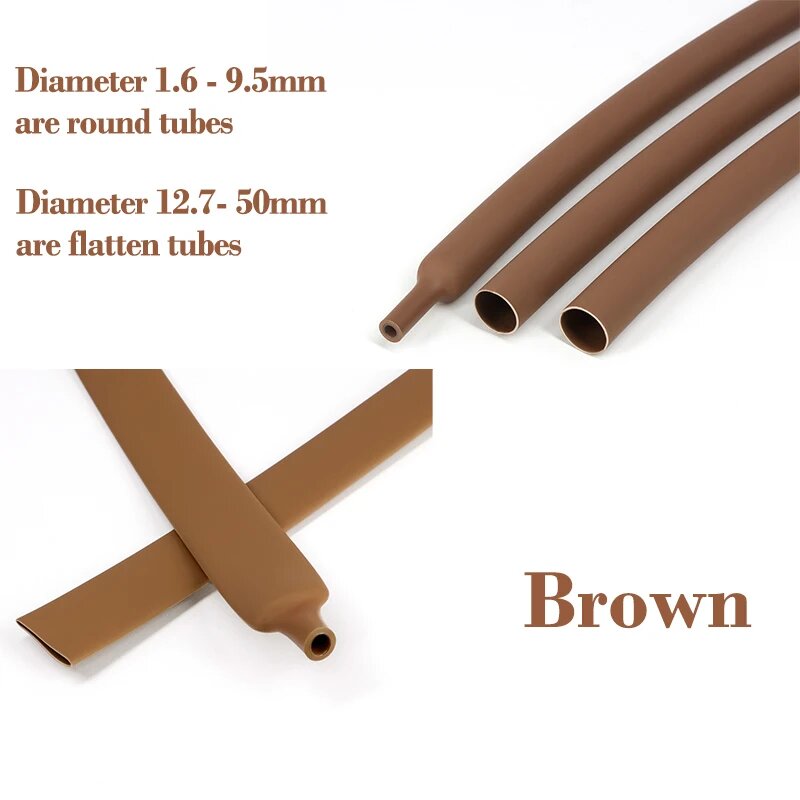 Термоусадочная трубка коричневая с клеем 3:1 PE 1.6~39 мм 1 meter, 2.4mm