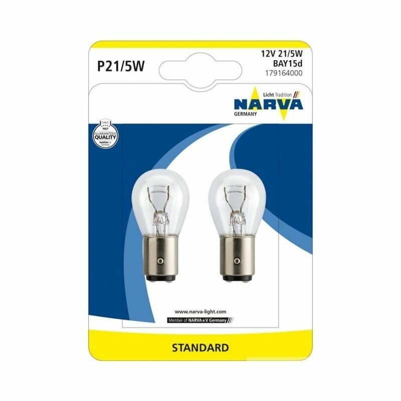 Лампа 12V P21/5W BAY15d двухконтактная блистер (2шт.) NARVA