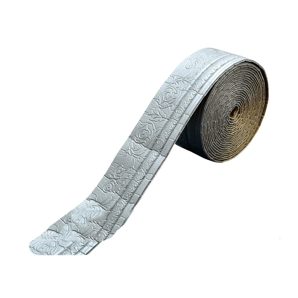 Декоративная плинтусная лента из пеноматериала, 10 м, цветочный узор, Серебро