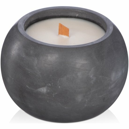 Круглая свечка Kiana в бетоне, фитиль дерево, spices