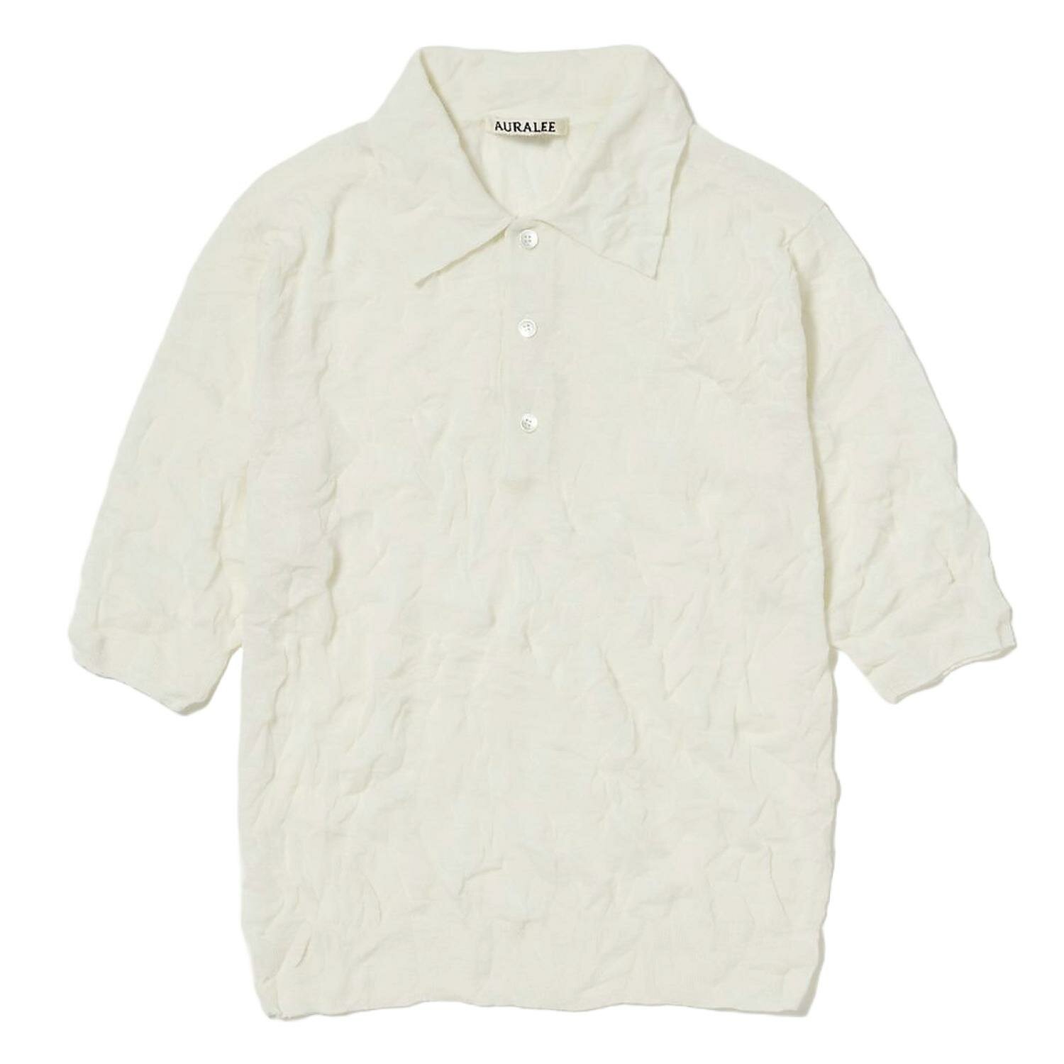 Поло ПОЛО AURALEE WRINKLED WOOL POLYESTER HIGH GAUGE KNIT POLO
