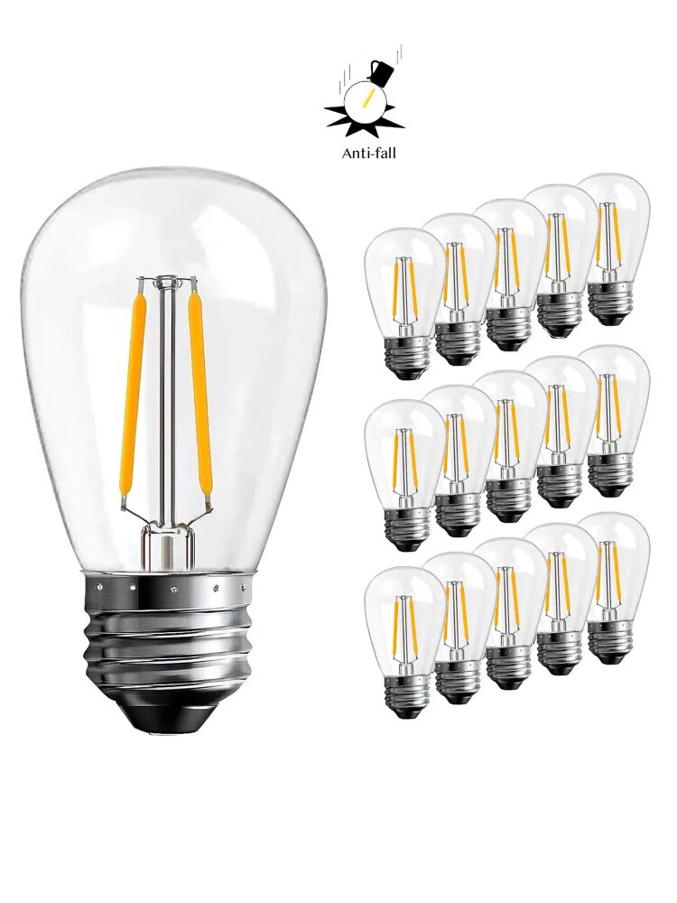 Лампочка, Цоколь: E27, 2 Вт, Светодиодная, 15 шт.