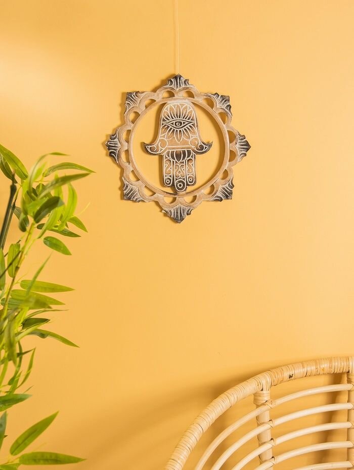 Панно Sima-land Хамса, 30х30х1 см, МДФ, чёрно-бежевое