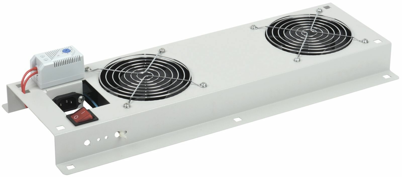 Панель вентиляторная ITK на 2 модуля, серая, пластиковая, с регулируемыми жалюзи