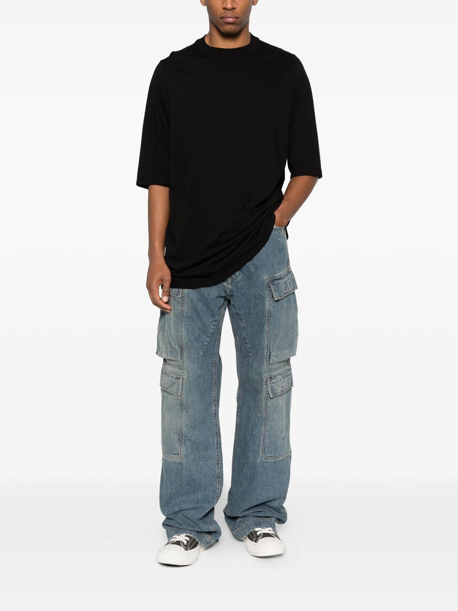 Джинсы Rick Owens Distressed cargo jeans, размер L, blue — фото 1