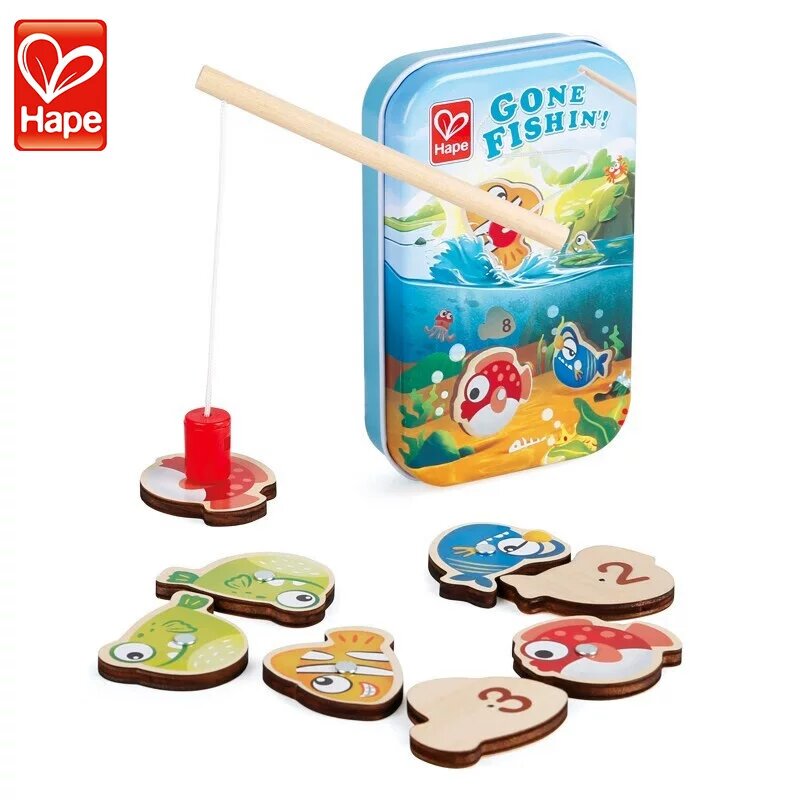 Hape Настольная Игра с Рыбной Ловлей в Кармане для Детей - Интерактивная Настольная Игра с Магнитной Удочкой