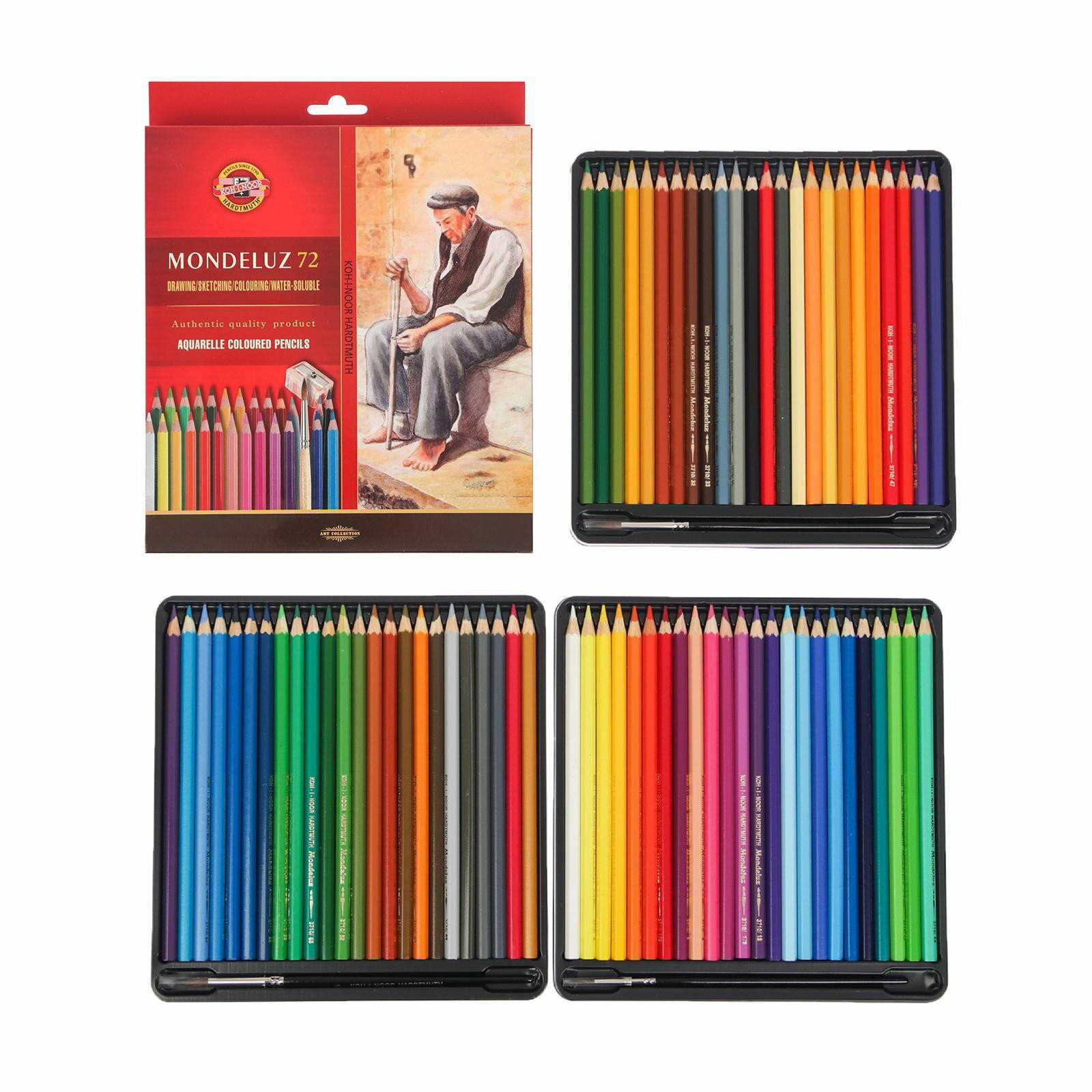 Карандаши цветные акварельные набор 72 Mondeluz3714 + точилка + кисть 2 шт.