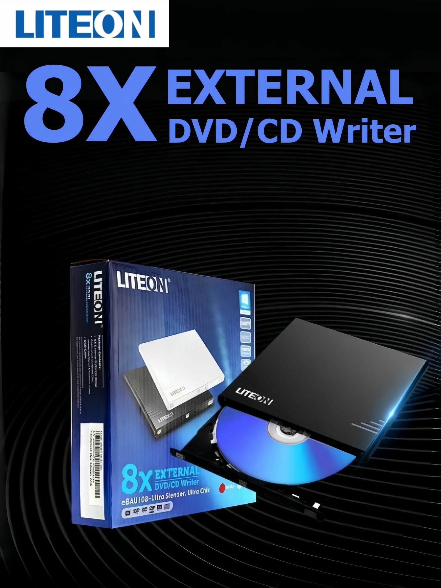 DVD/CD-плеер с внешним оптическим приводом (LITEON) eBAU108 Внешний DVD-рекордер 8x черный