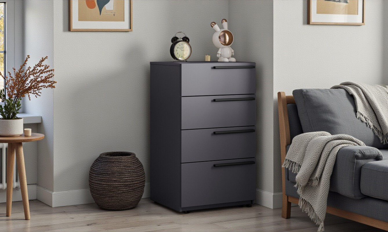 Комод Лорена Пакс-2 Серый Графит 162 PE NEW 55x44x90 см, Фиеста