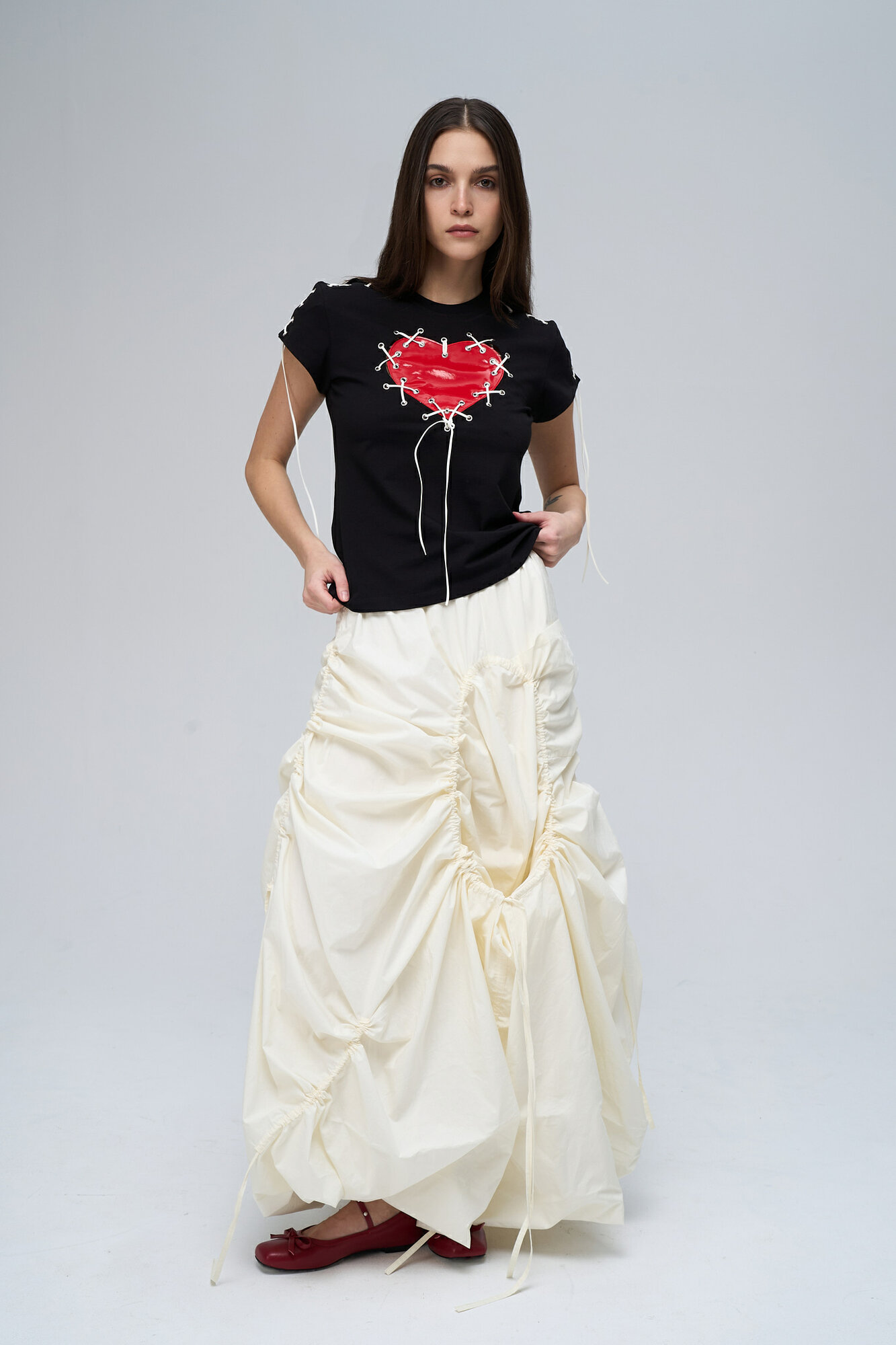 Юбка "Пломбир" юбка-трансформер на кулисках, цвет сливочный, из хлопка, регулируется длина и объем