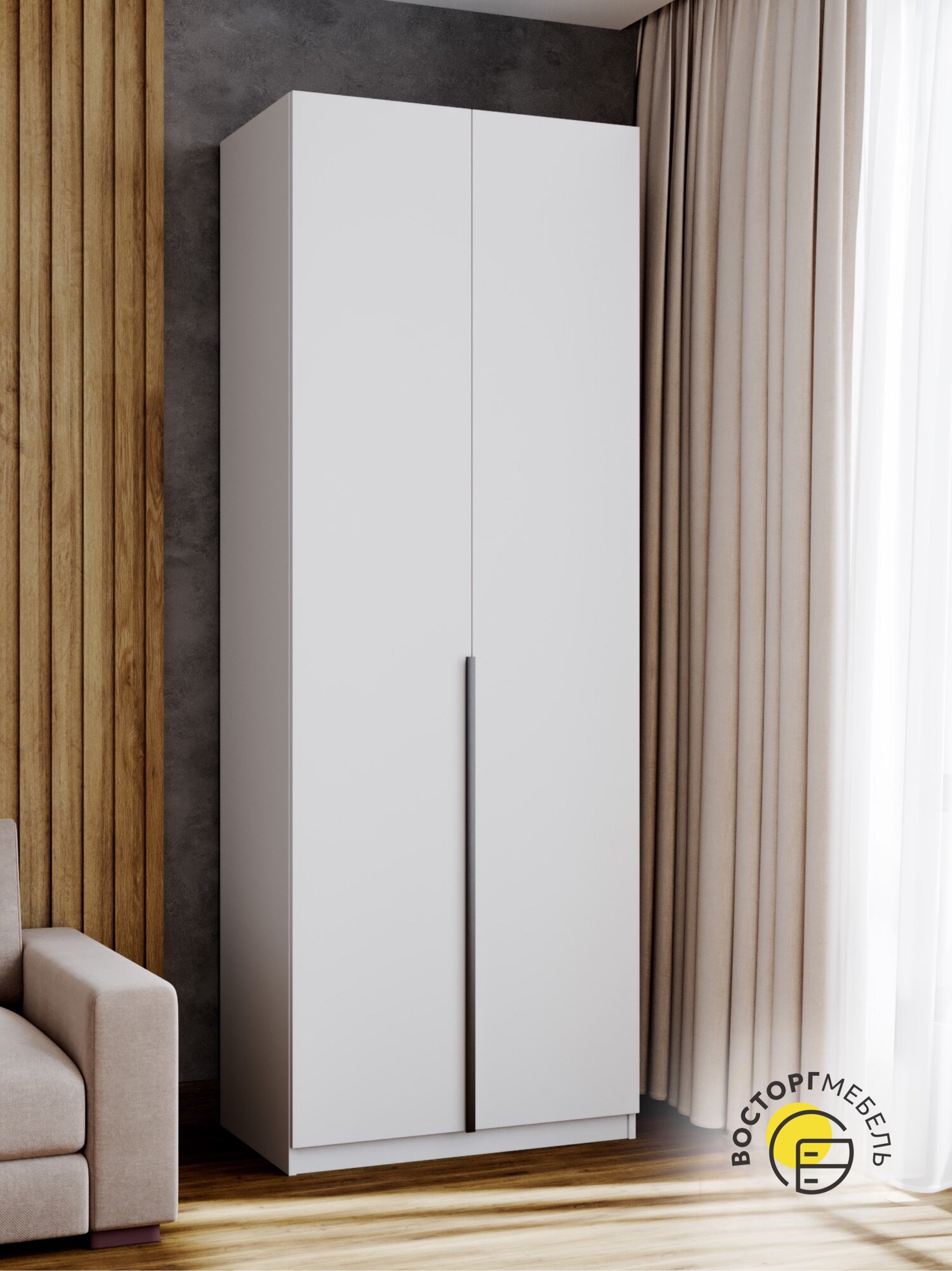 Шкаф-буфет "Восторг Мебель", распашной, двухстворчатый, ЛДСП, серый