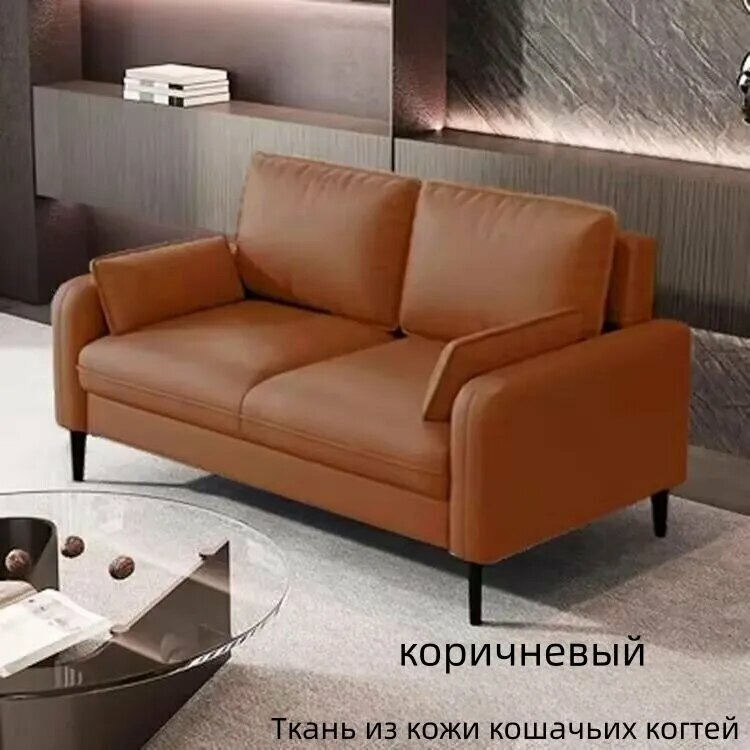 Прямой диван, механизм На пол, 128х64х60 см, коричневый