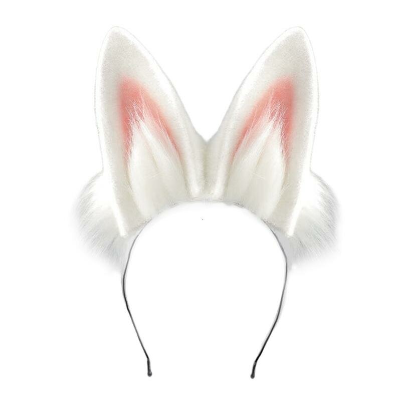 Головной убор «Уши кролика» с хвостом, Уши кролика белые