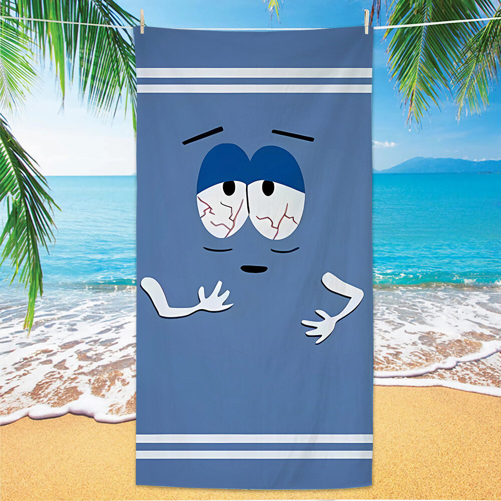 Пляжное полотенце, Махровая ткань, 70x140 см, голубой, 1 шт.