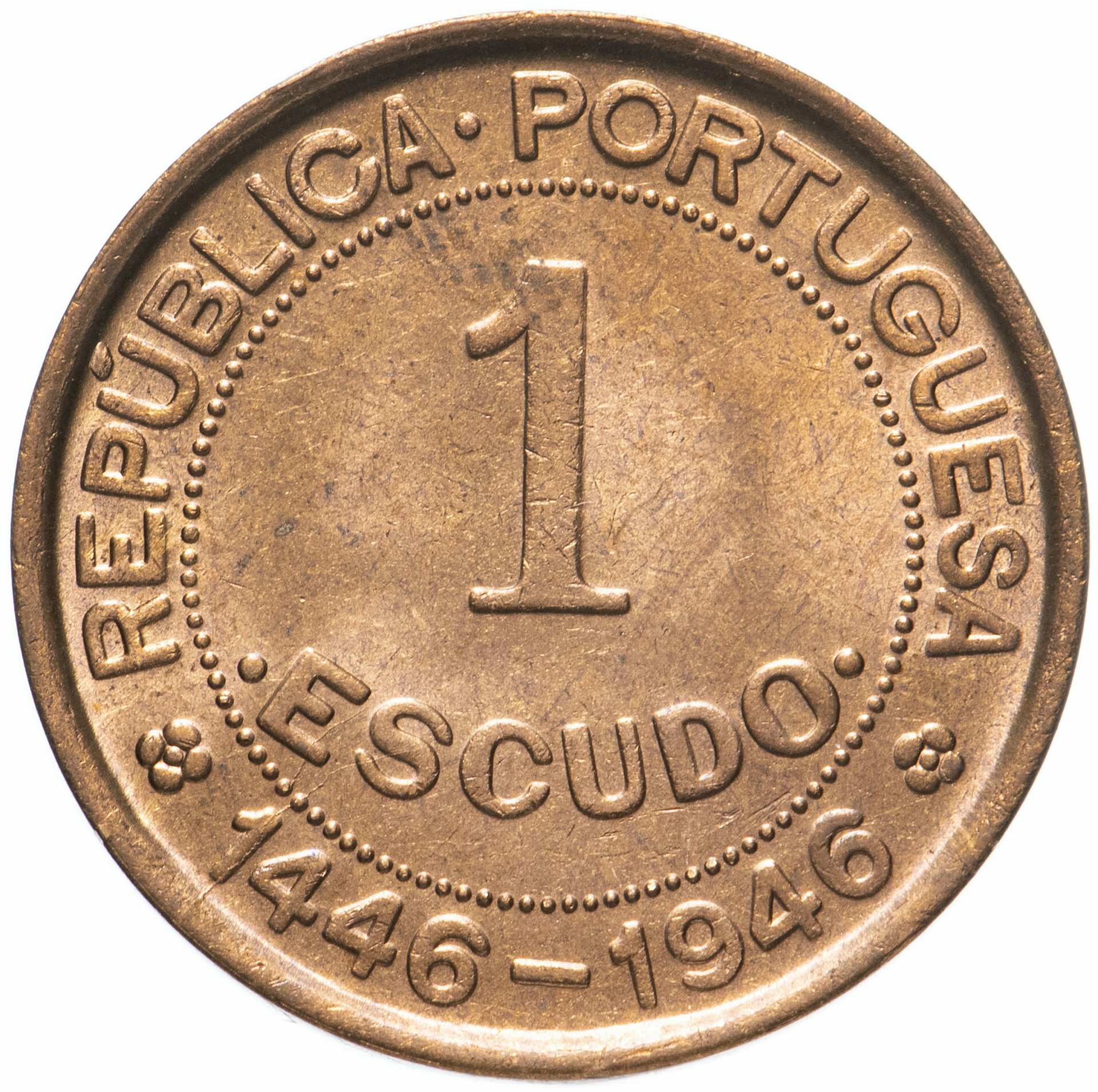 Португальская Гвинея Гвинея-Бисау 1 эскудо 1946 "500 лет открытию Гвинеи", Бронза, в сохранности UNC